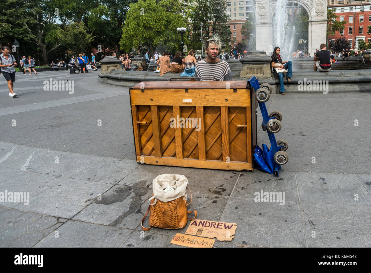 New York, NY 12 September 2017 - Piano busker in Washington Square Park ...