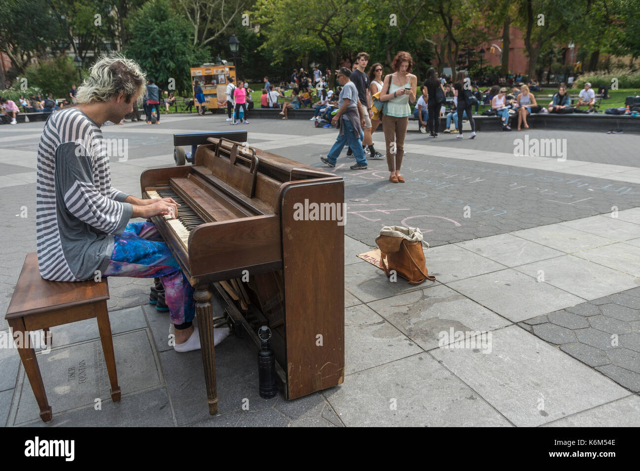 New York, NY 12 September 2017 - Piano busker in Washington Square Park ...