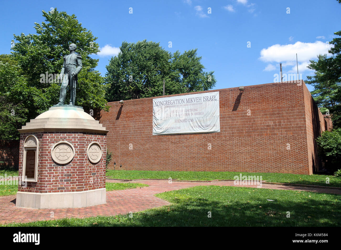 Statue of Commodore Uriah Phillips Levey in front of Congregation ...