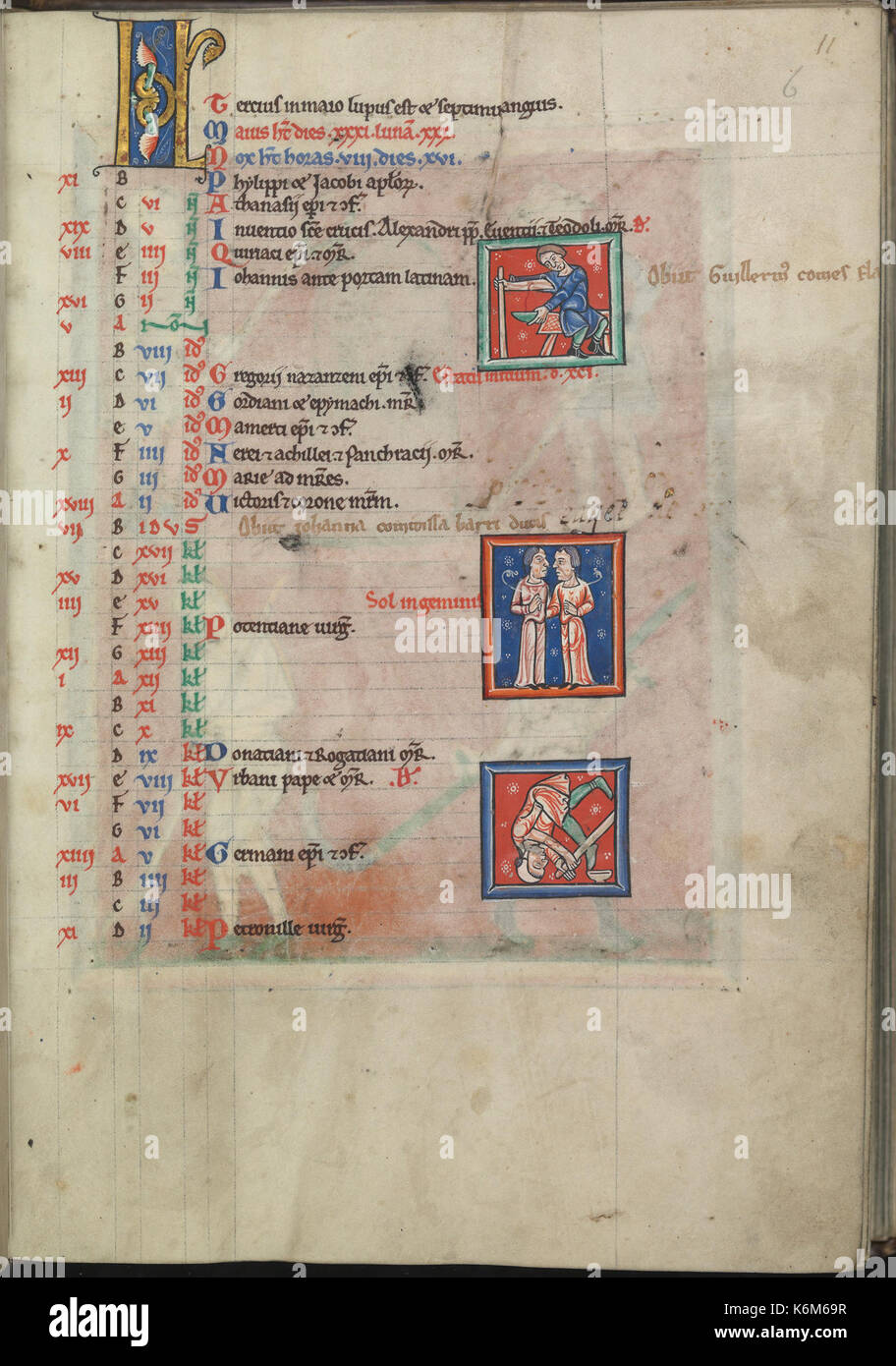 Calendar, May, Two bloodlettings, inbetween Gemini Psalter of Eleanor ...