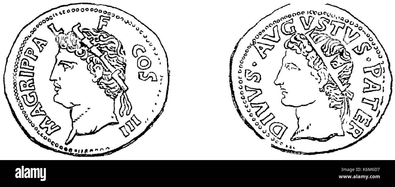 Coins of Agrippa and Augustus Stock Photo - Alamy