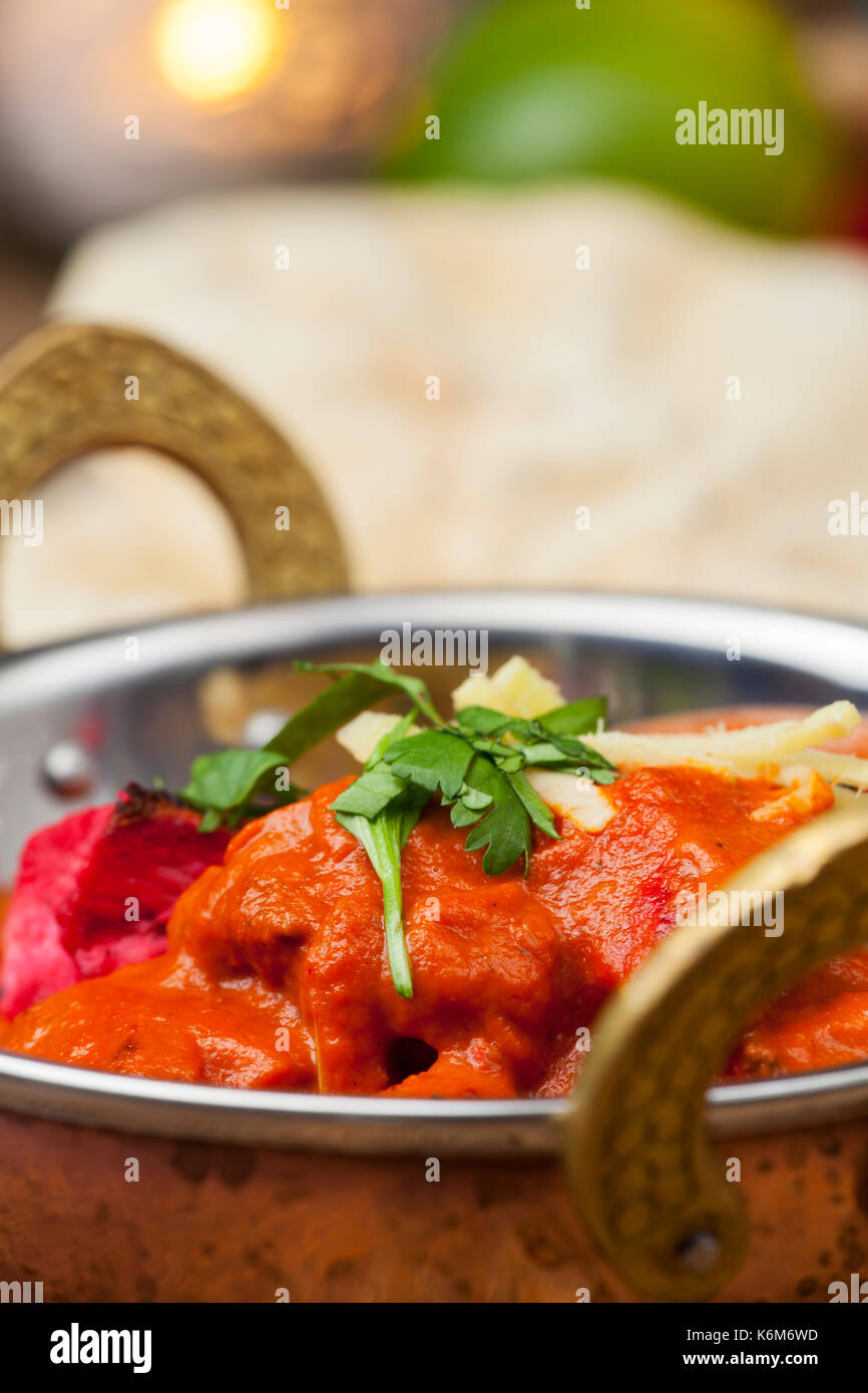 indian chicken tikka dish with rice Stock Photo - Alamy