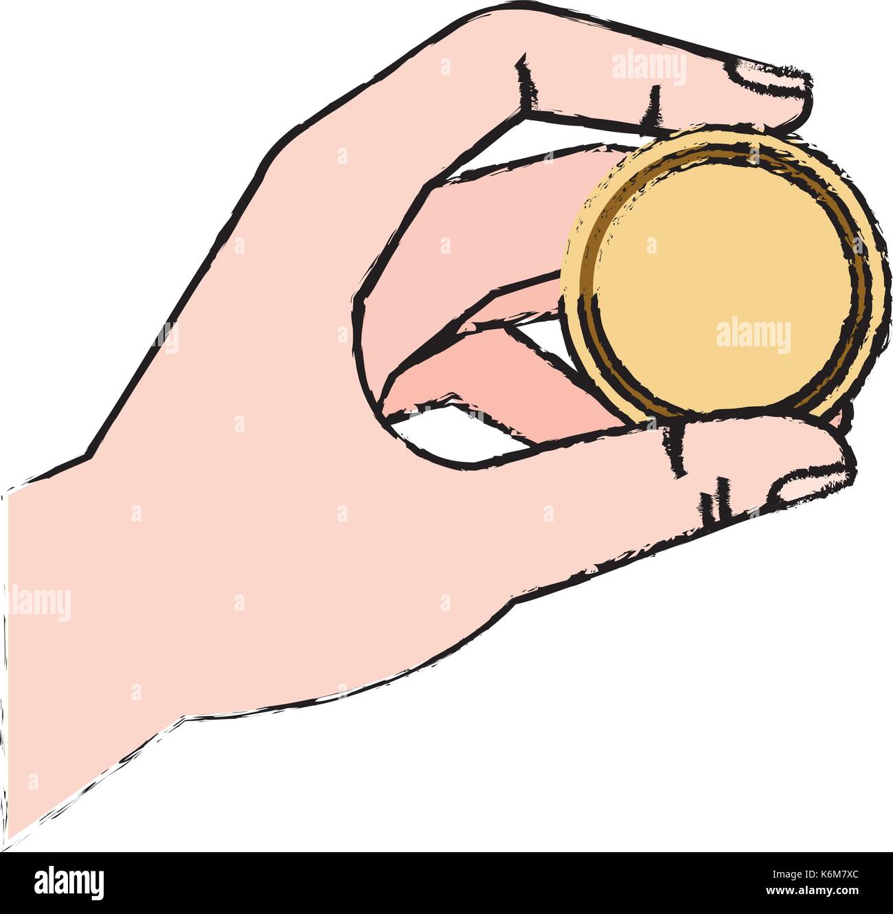 hand human with coin vector illustration design Stock Vector Image ...