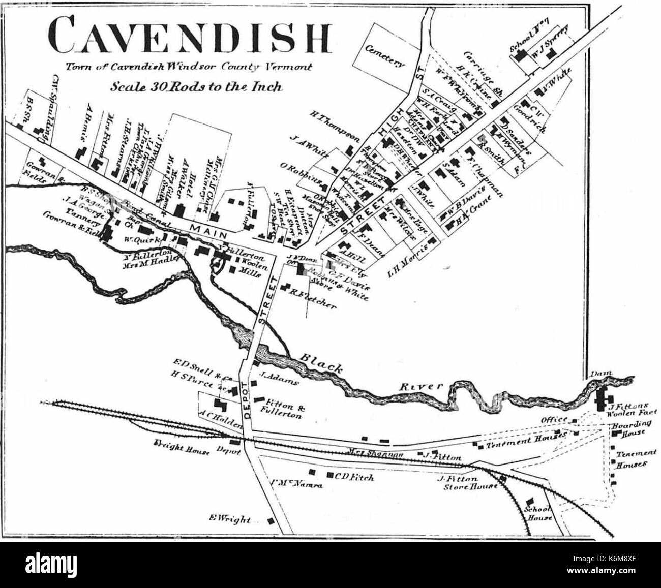 CavendishVermont 1869Map Beers Stock Photo - Alamy