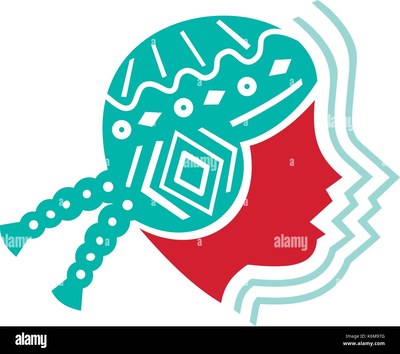 Icon style illustration of Peruvian Girl wearing Hat viewed from Side ...