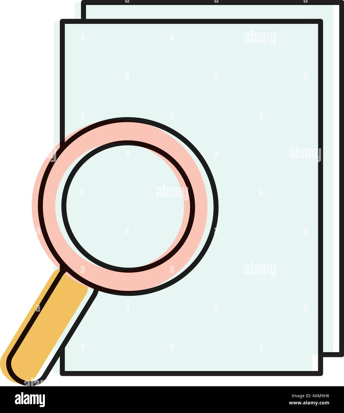 paper document with magnifying glass vector illustration design Stock ...
