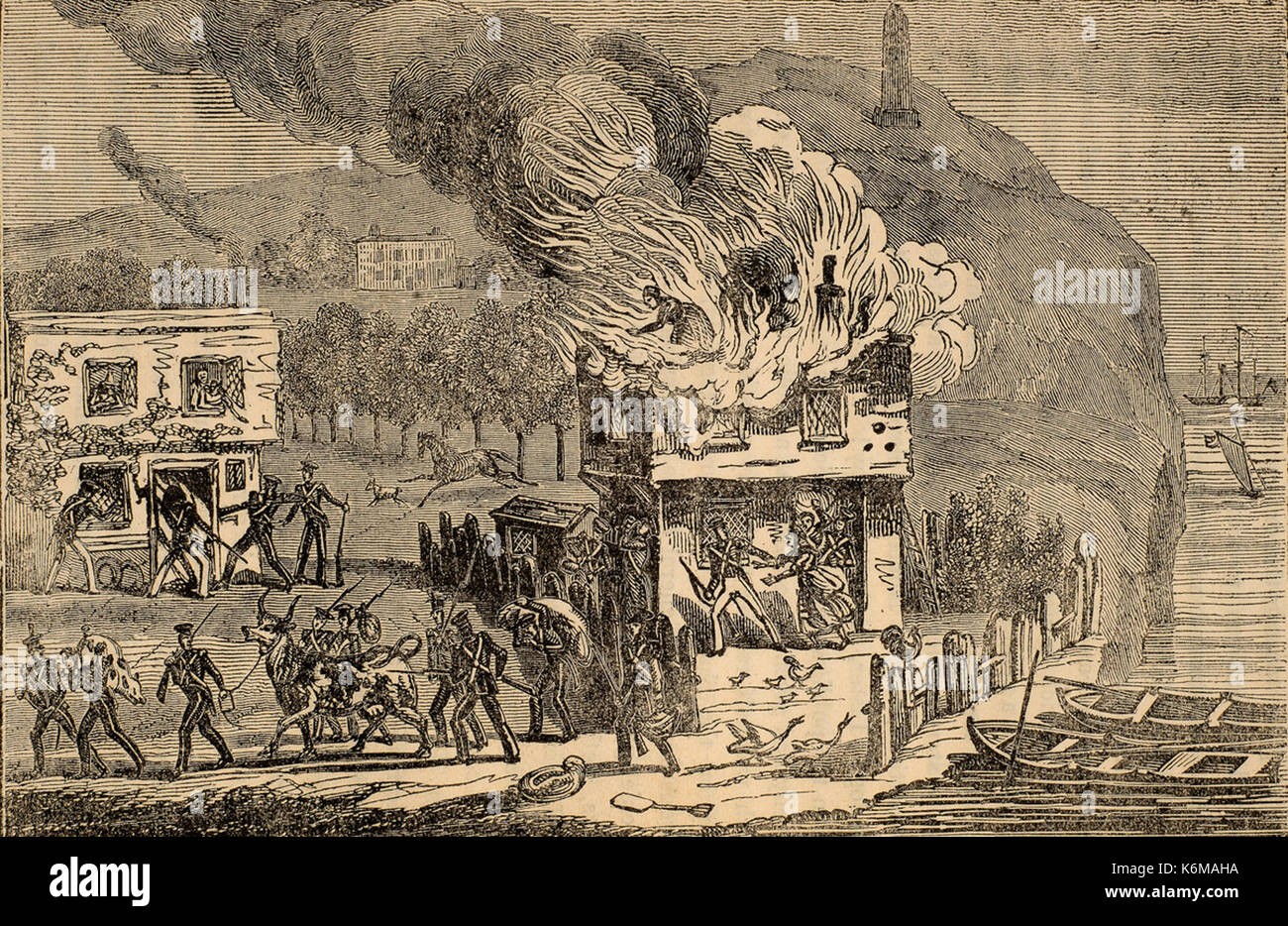 British Legion burning Basque houses Stock Photo - Alamy