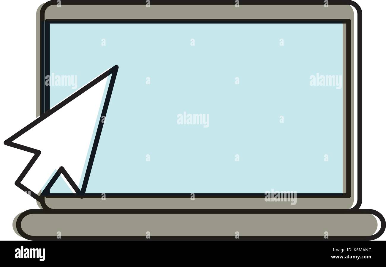 laptop computer with mouse pointer vector illustration design Stock ...