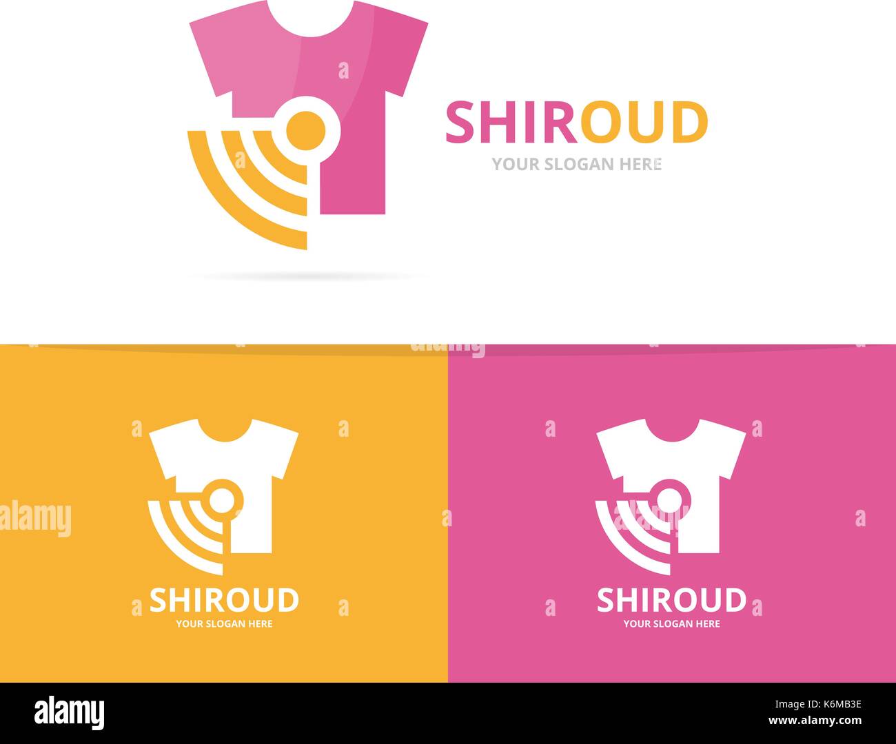 Vector of cloth and wifi logo combination. Shirt and signal symbol or ...