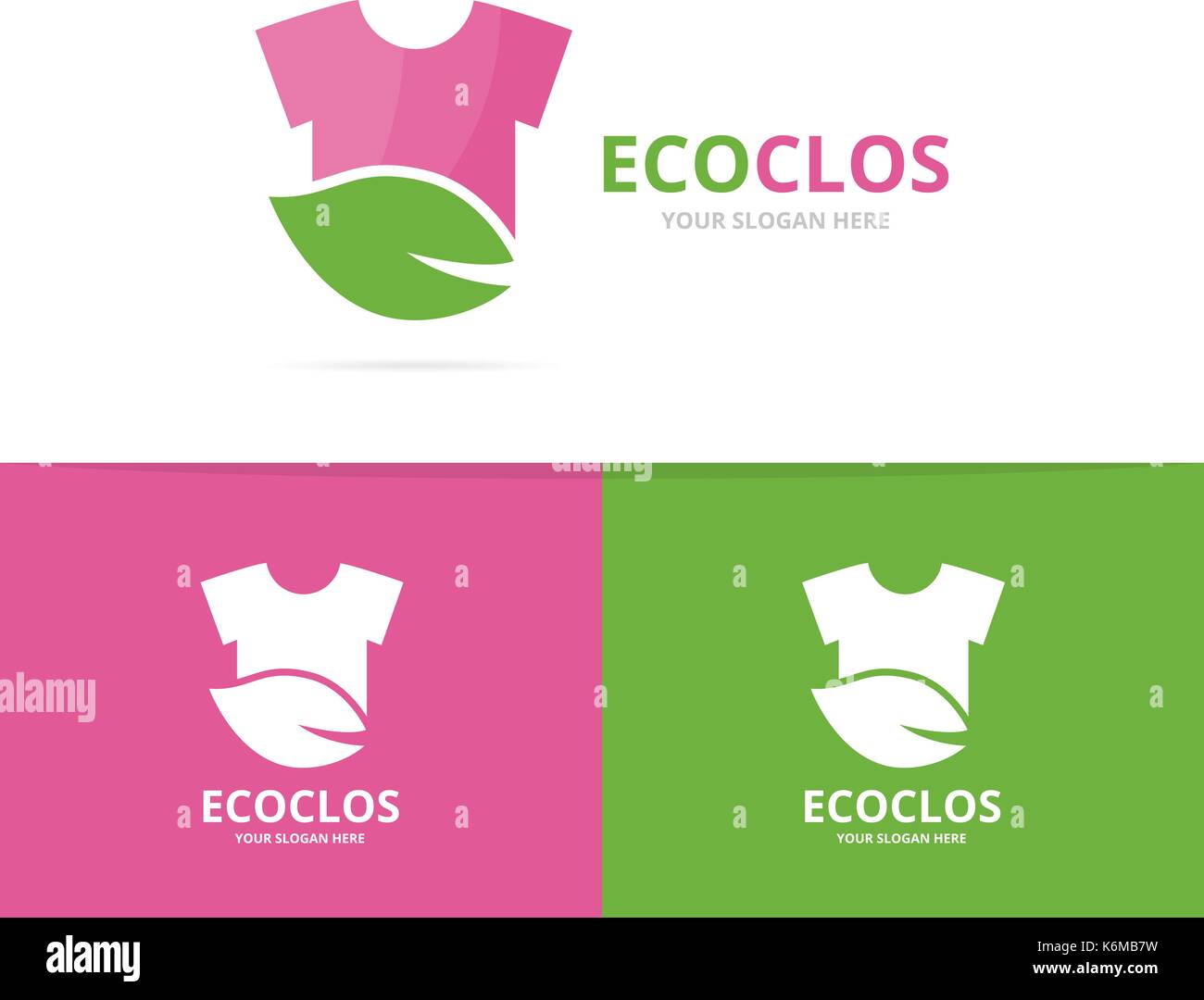 Vector of cloth and leaf logo combination. Shirt and eco symbol or icon ...