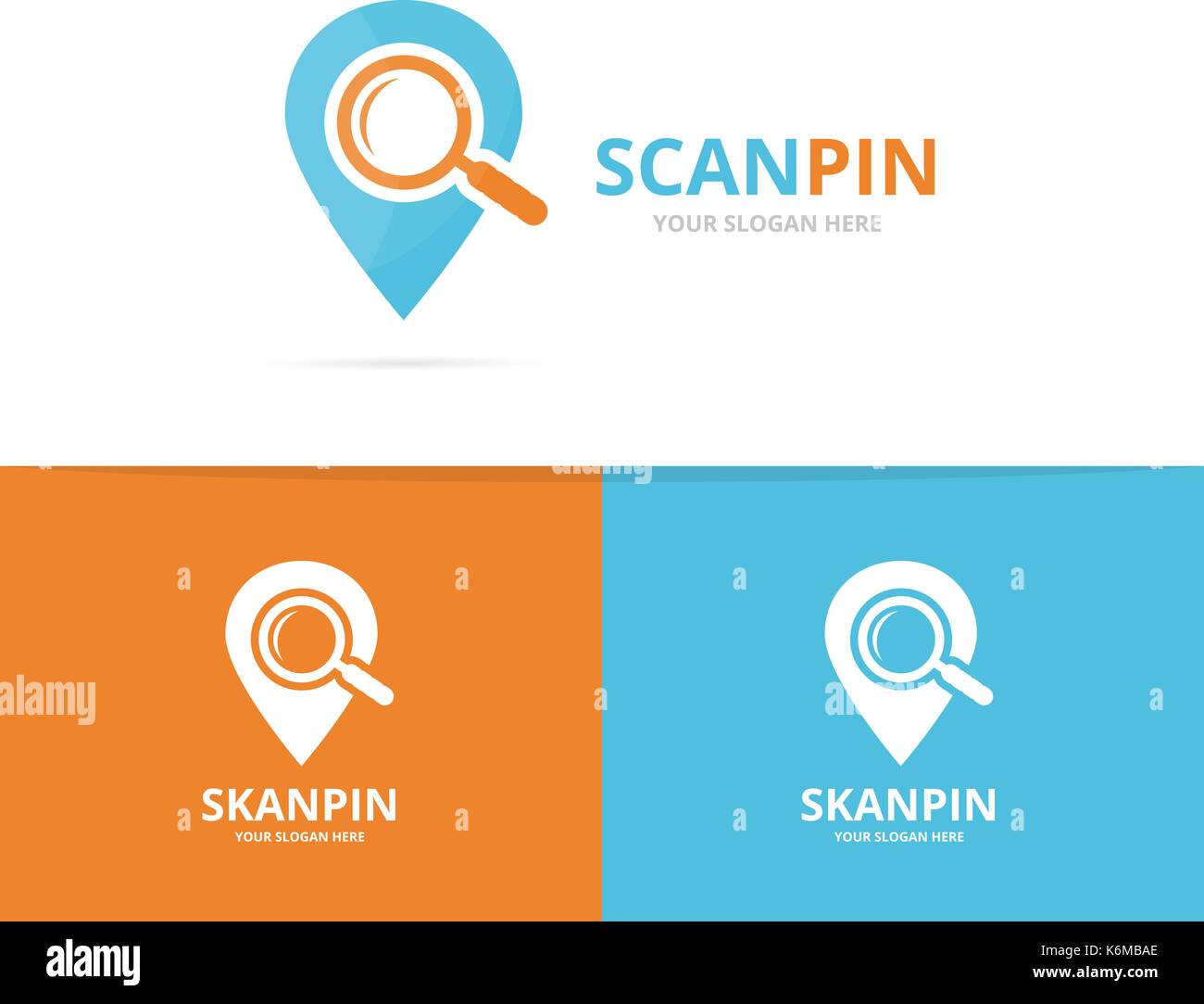Vector of map pointer and loupe logo combination. GPS locator and ...