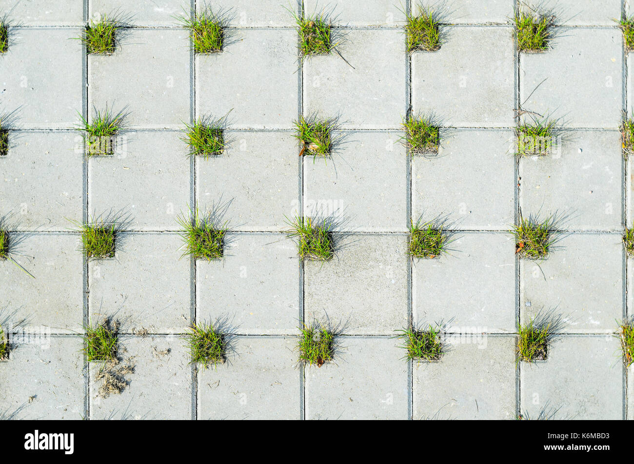 Square Grey Concrete Cobblestones with Holes for Grass Top View. Grey ...