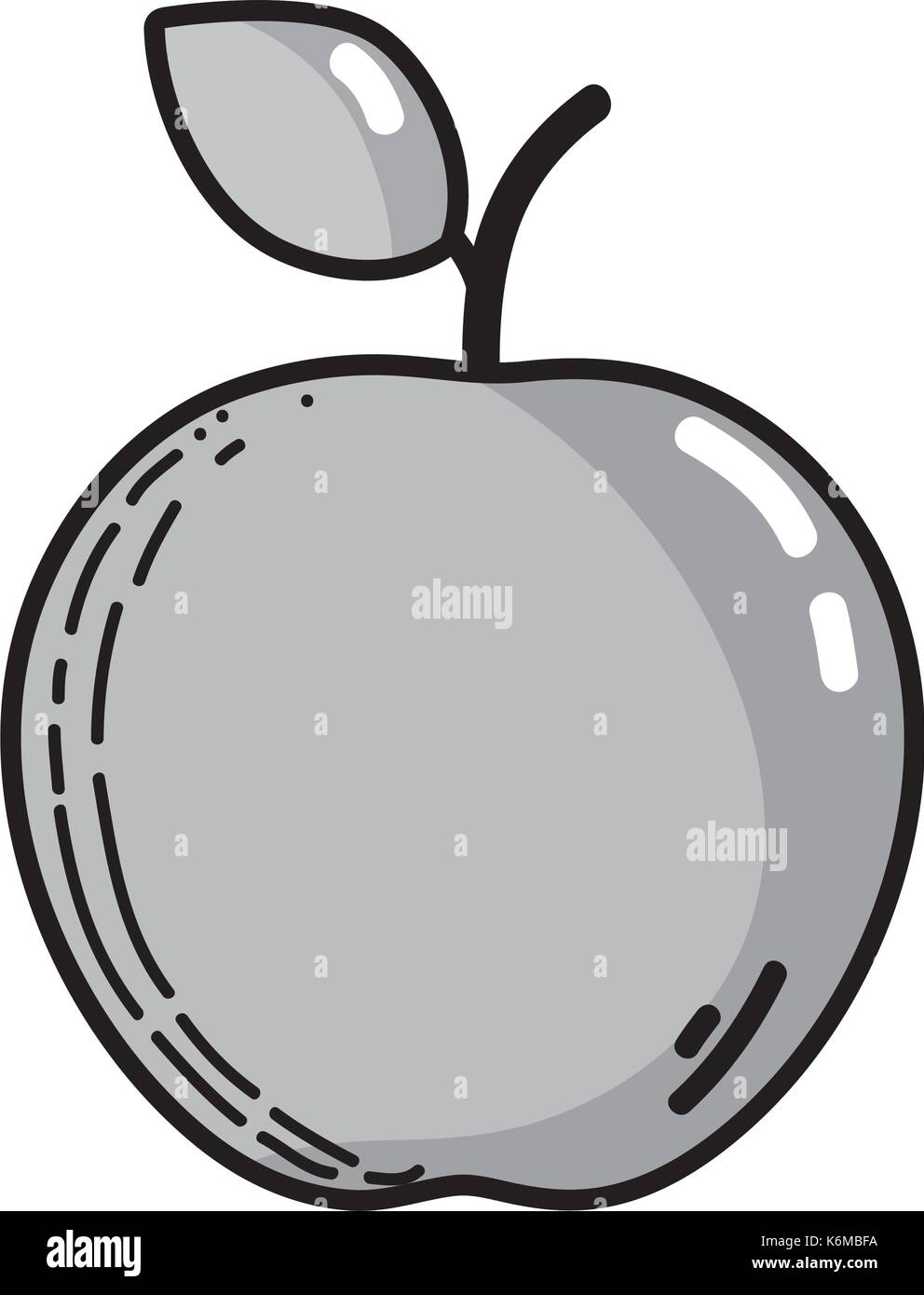 grayscale delicious fresh apple fruit nutrition Stock Vector Image ...