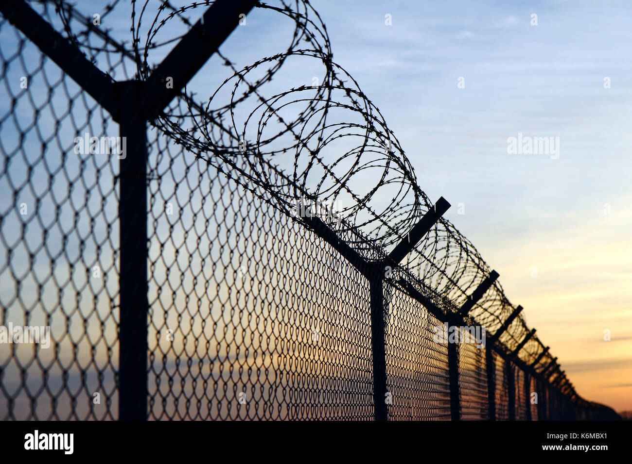 barbed wire fence on the european border Stock Photo - Alamy