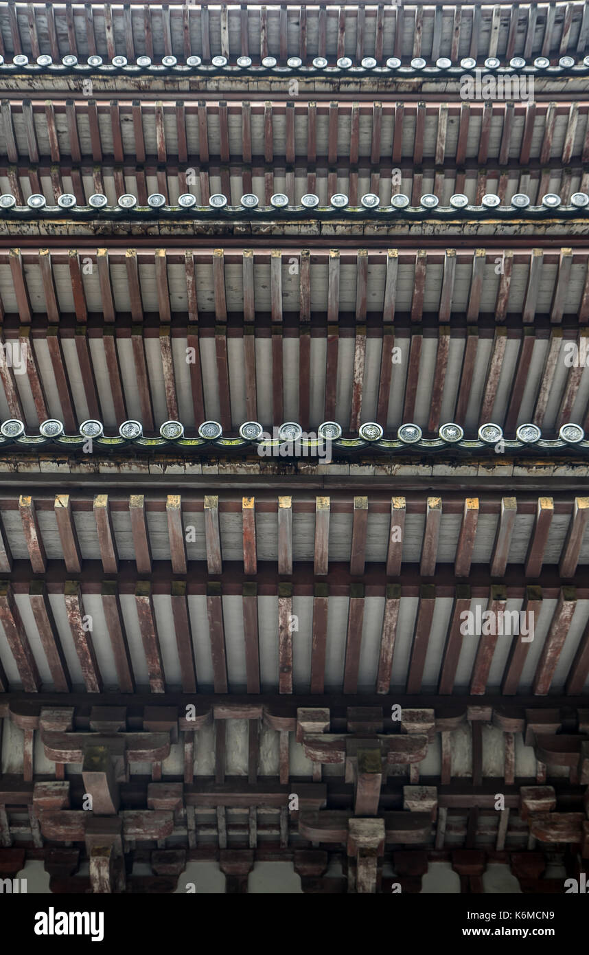 Roof of Five storied Pagoda Goju-no-to in the Shimo Daigo area, Daigoji ...