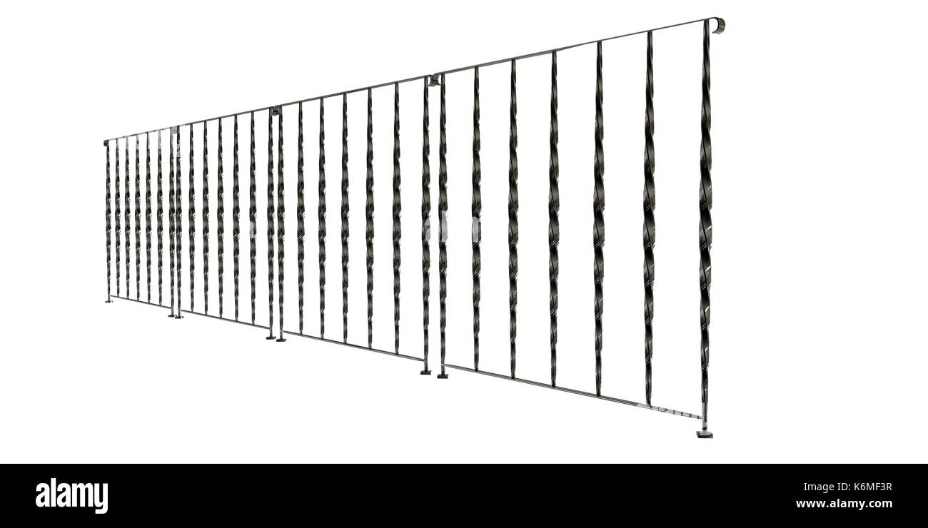 3d rendering of a metalic stair rail isolated on a white background ...