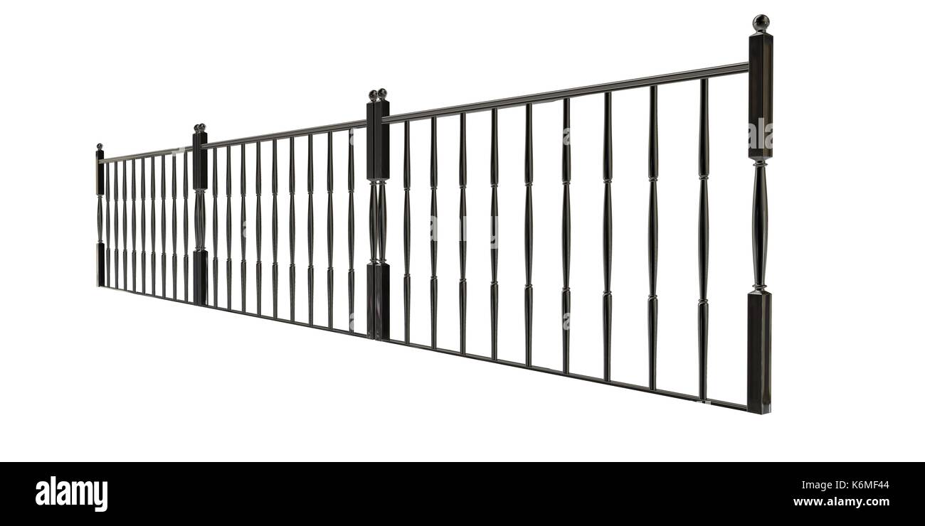 3d rendering of a metalic stair rail isolated on a white background ...