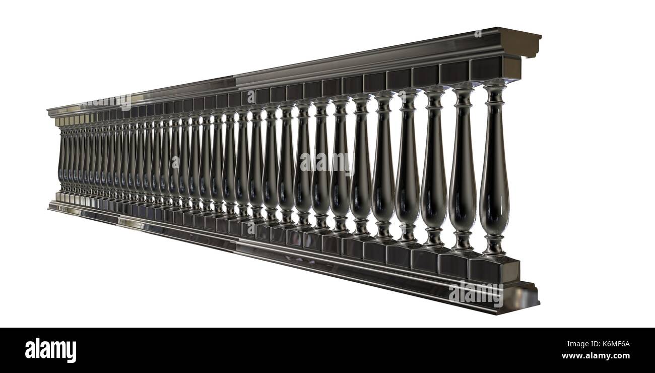 3d rendering of a metalic stair rail isolated on a white background ...