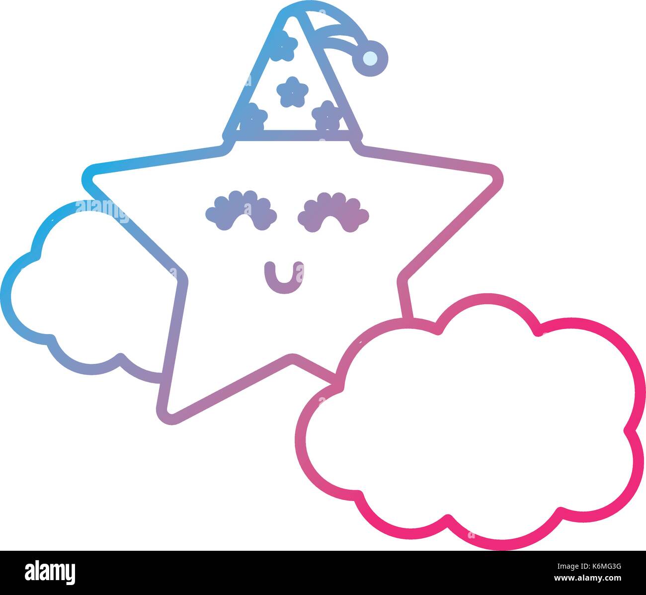 line cute star with cloud in the sky design Stock Vector Image & Art ...