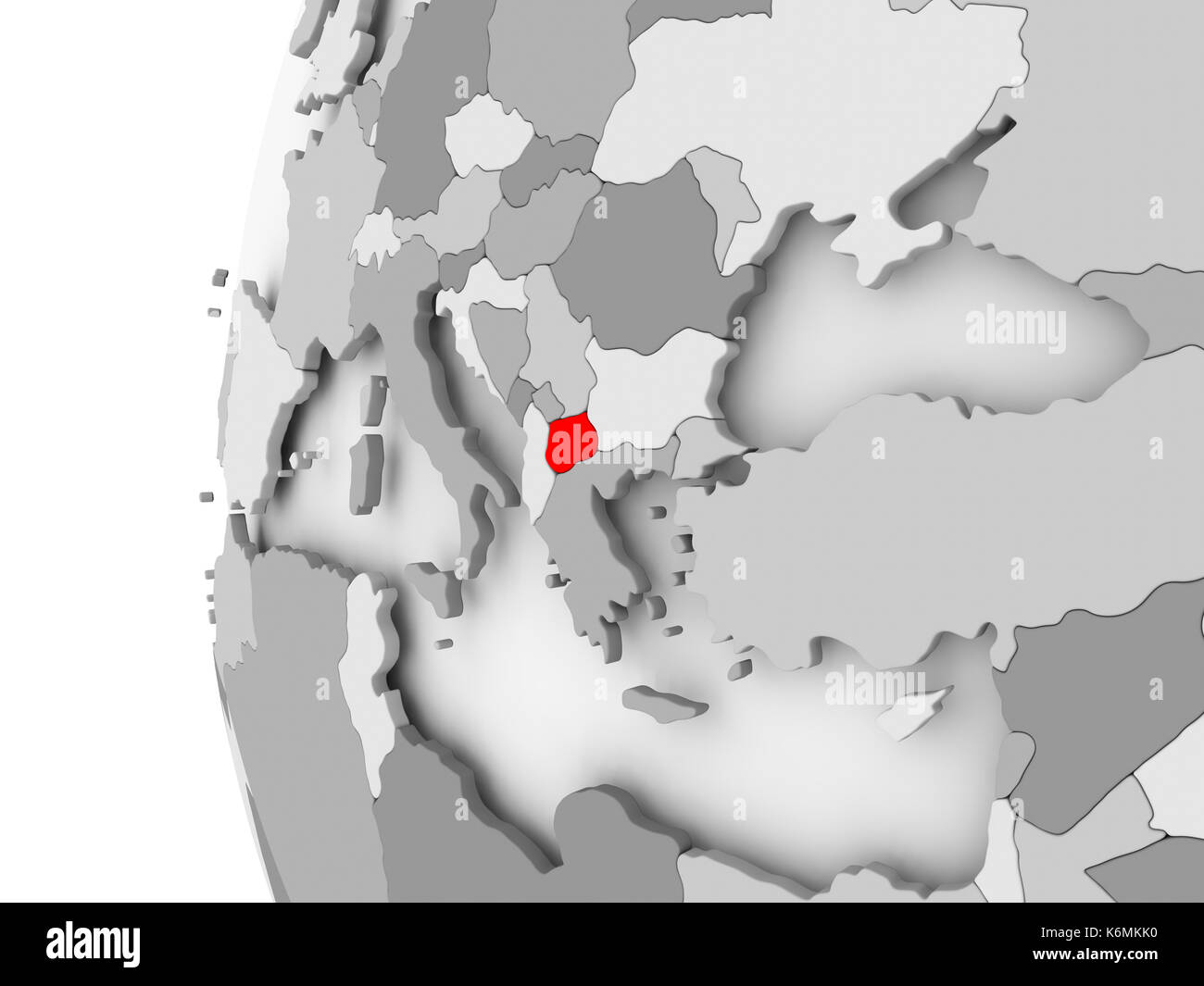 Macedonia highlighted on grey 3D model of political globe. 3D ...