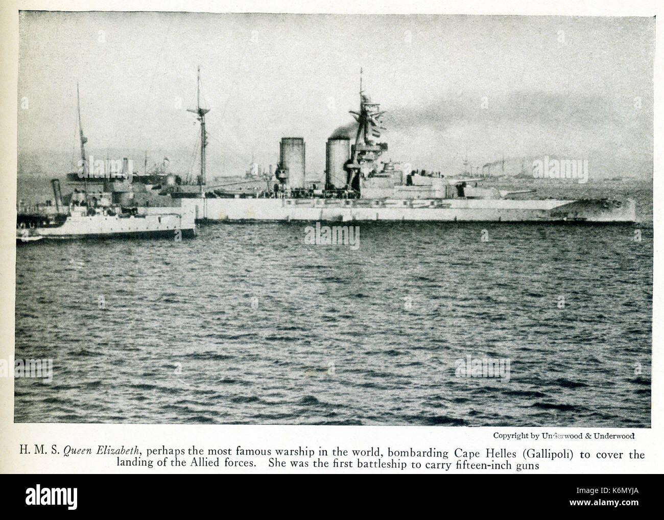 This photo taken during World War I shows the H.M.S. Queen Elizabeth ...