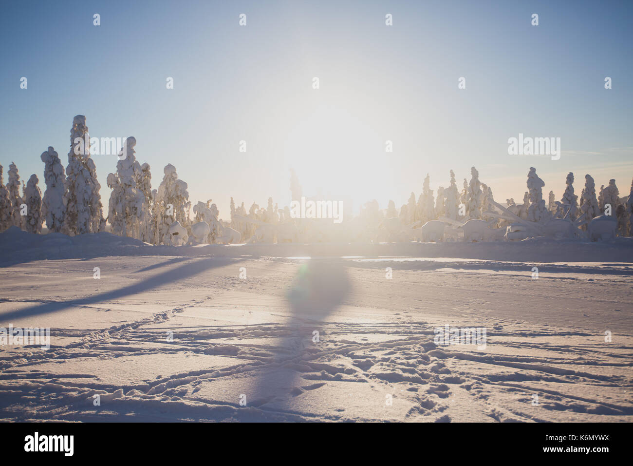 Beautiful cold mountain view of ski resort, sunny winter day with slope ...