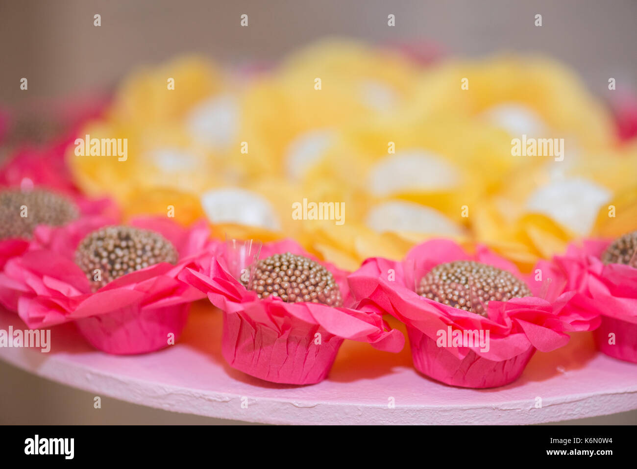 Close up picture of Brigadeiro, traditional Brazilian delicacy made of ...
