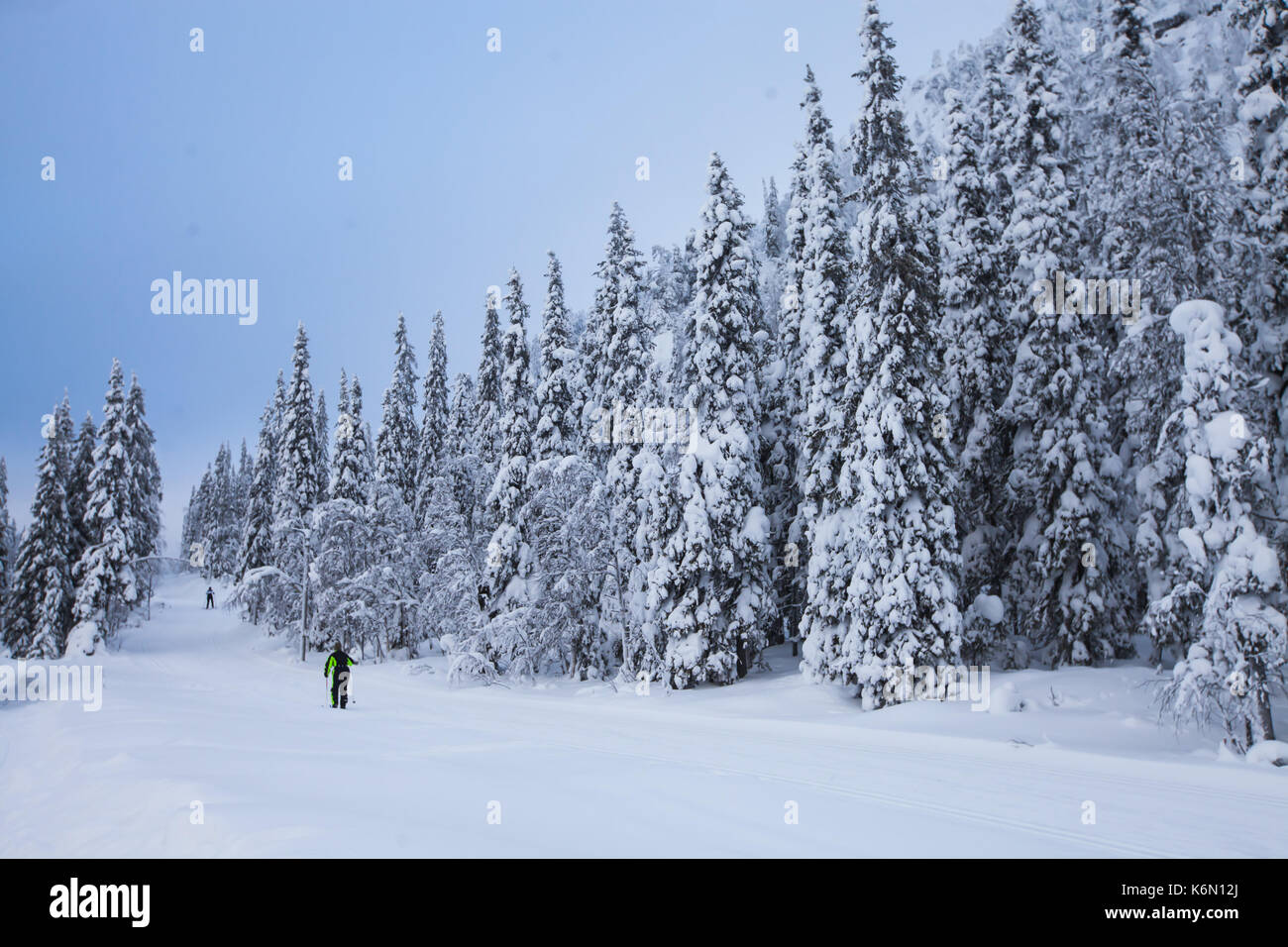 Beautiful cold mountain view of ski resort, sunny winter day with slope ...