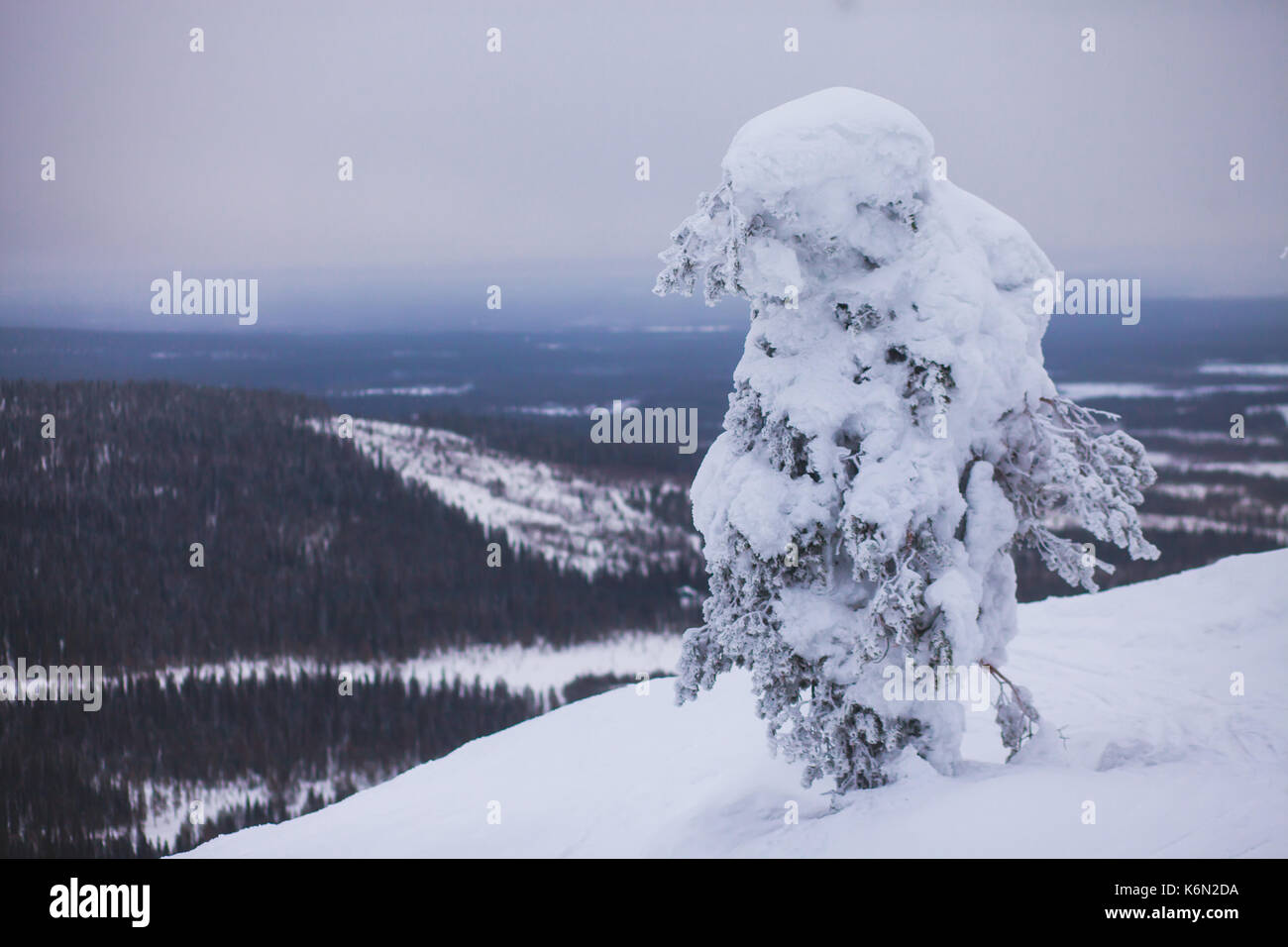 Beautiful cold mountain view of ski resort, sunny winter day with slope ...