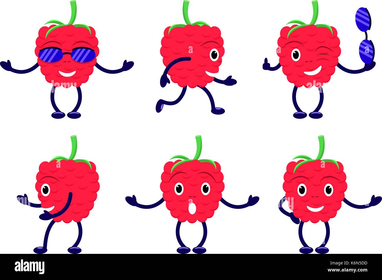 Vector illustration set cartoon funny raspberry Stock Vector Image ...