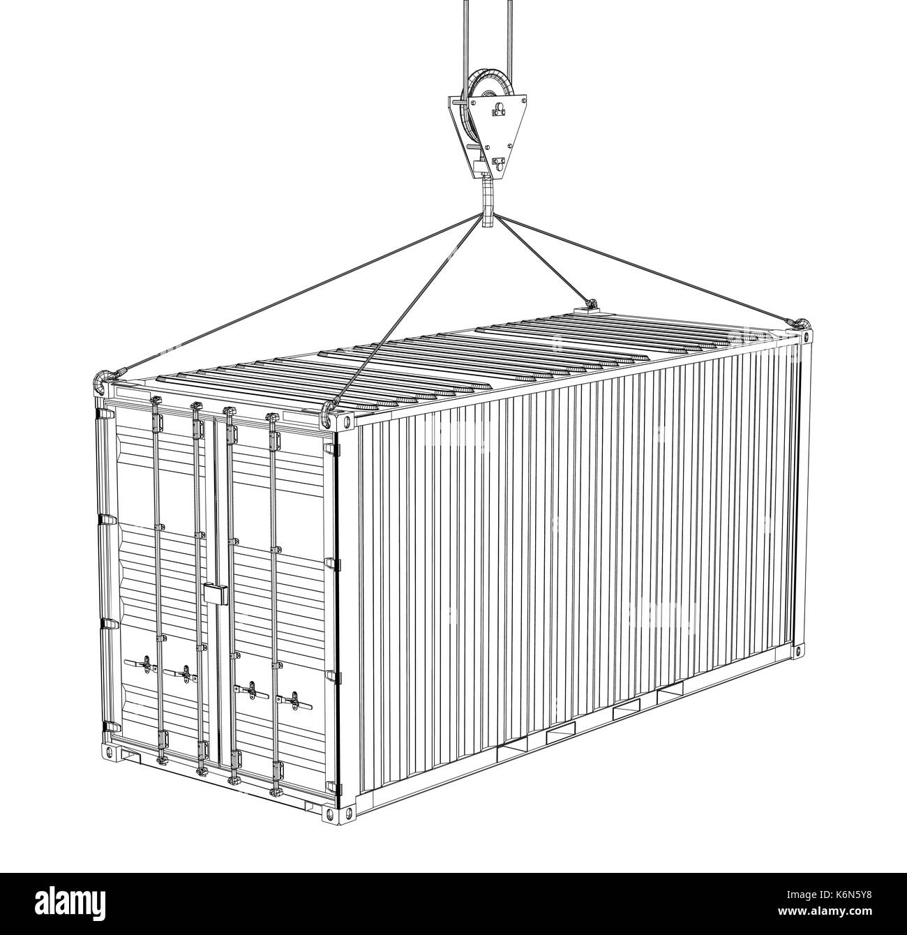 Cargo container hanging on hook of crane Stock Vector Image & Art - Alamy