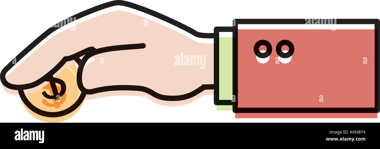 hand human with coin vector illustration design Stock Vector Image ...