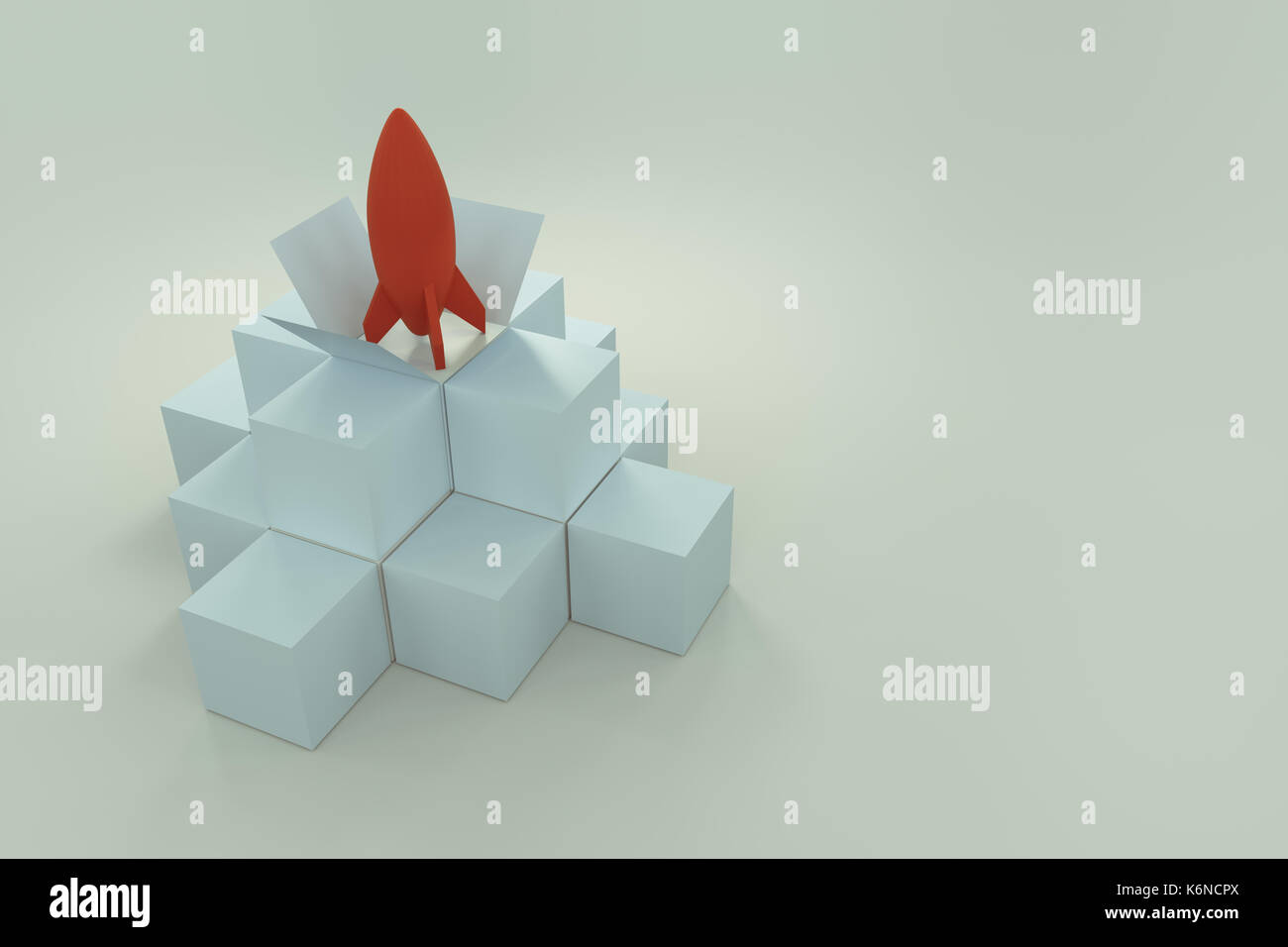 3d rendering rocket in opening container Stock Photo - Alamy