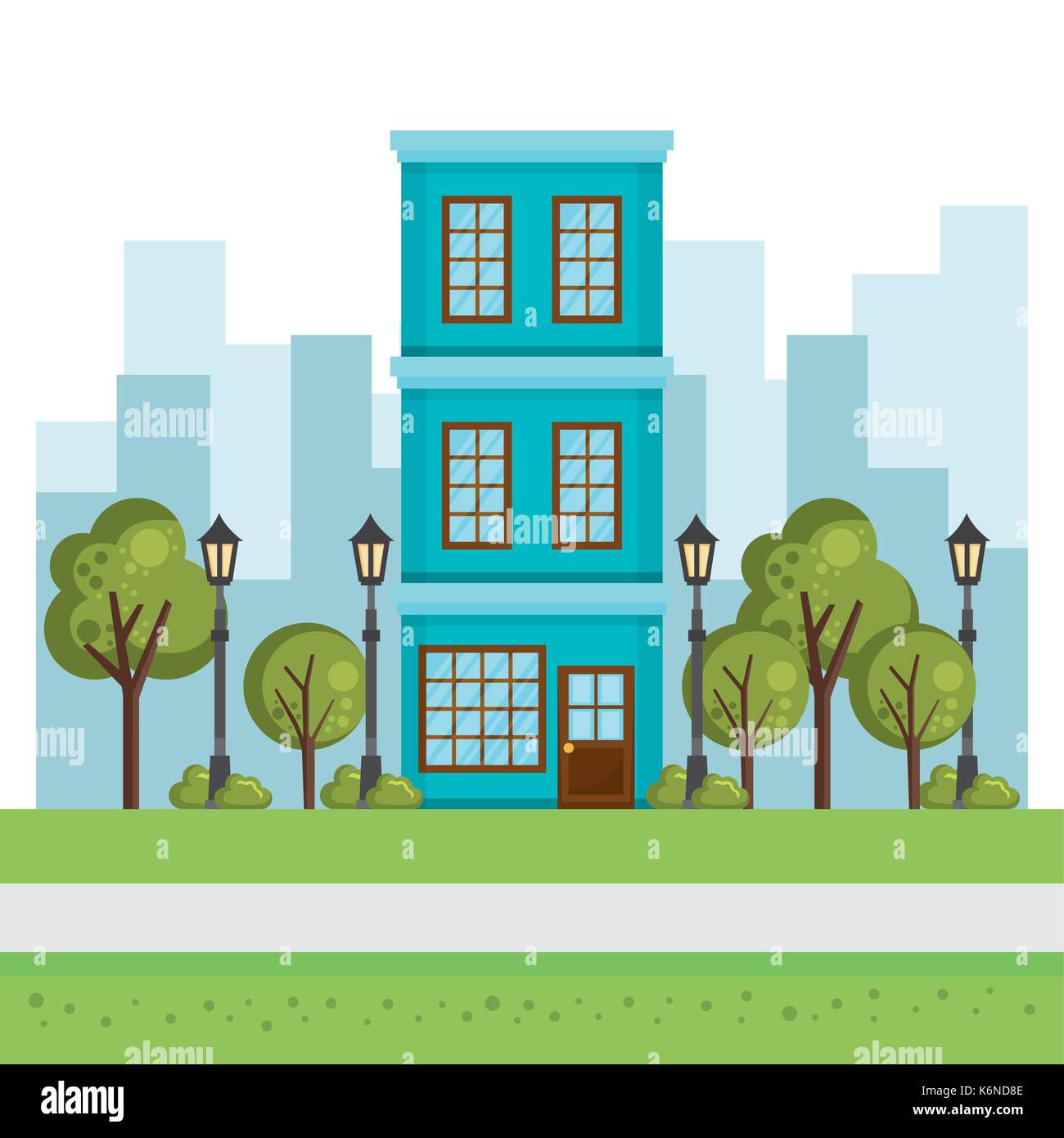 buildings with cityscape scene Stock Vector Image & Art - Alamy