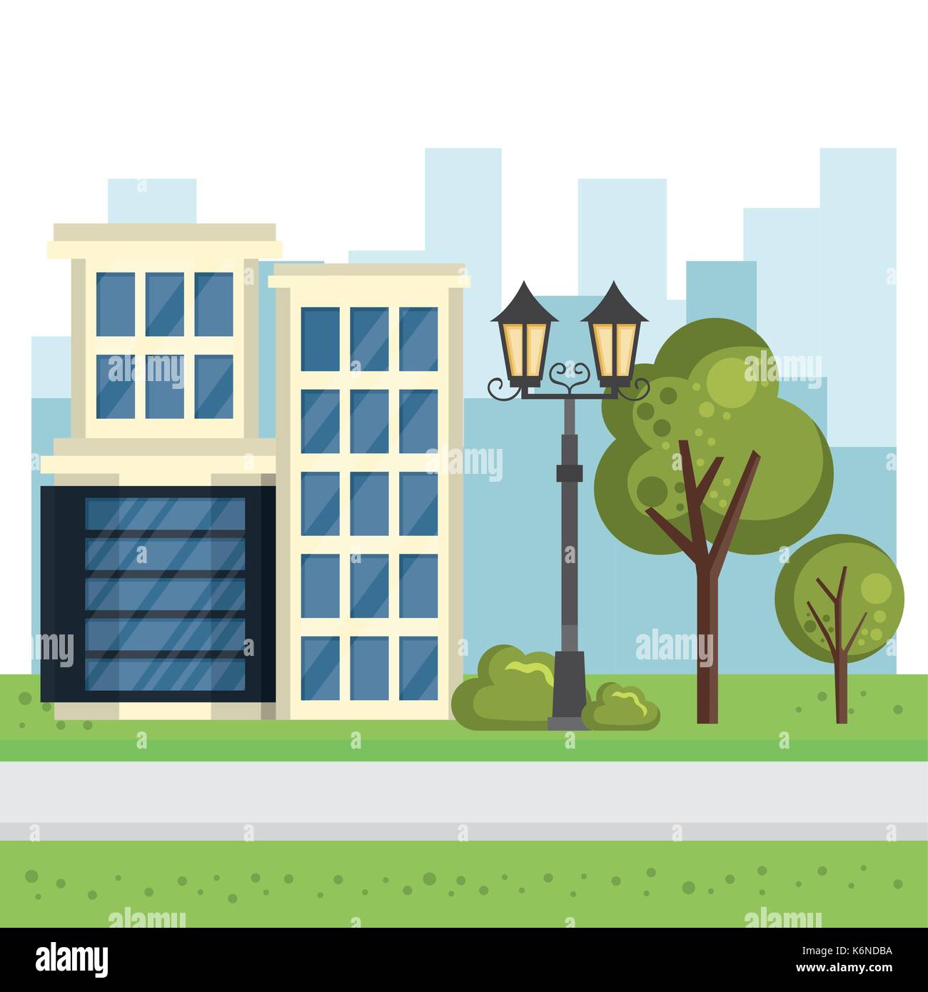 buildings with cityscape scene Stock Vector Image & Art - Alamy