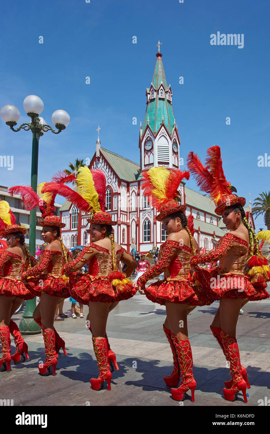 Morenada Dance Group dressed in ornate costumes performing during a ...