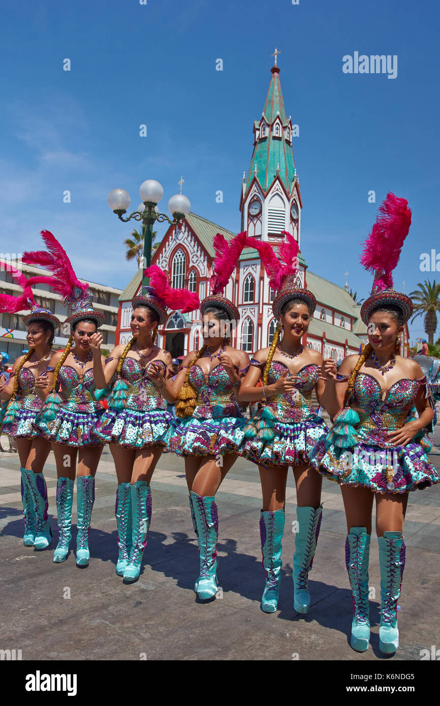 Morenada Dance Group dressed in ornate costumes performing during a ...
