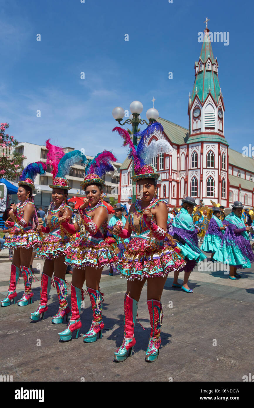 Morenada Dance Group dressed in ornate costumes performing during a ...