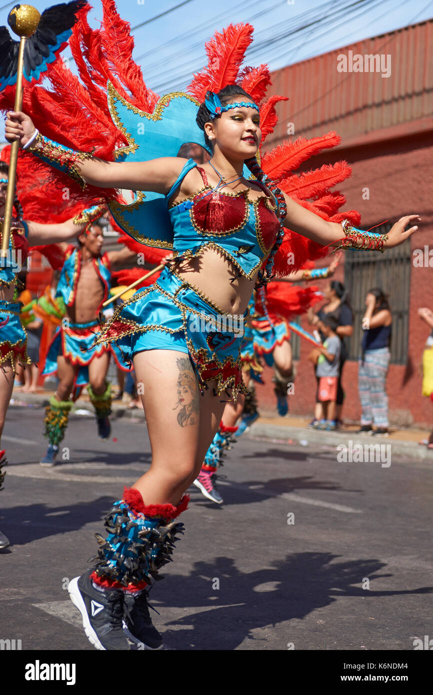Tobas dancer in ornate costume performing at the annual Carnaval Andino ...