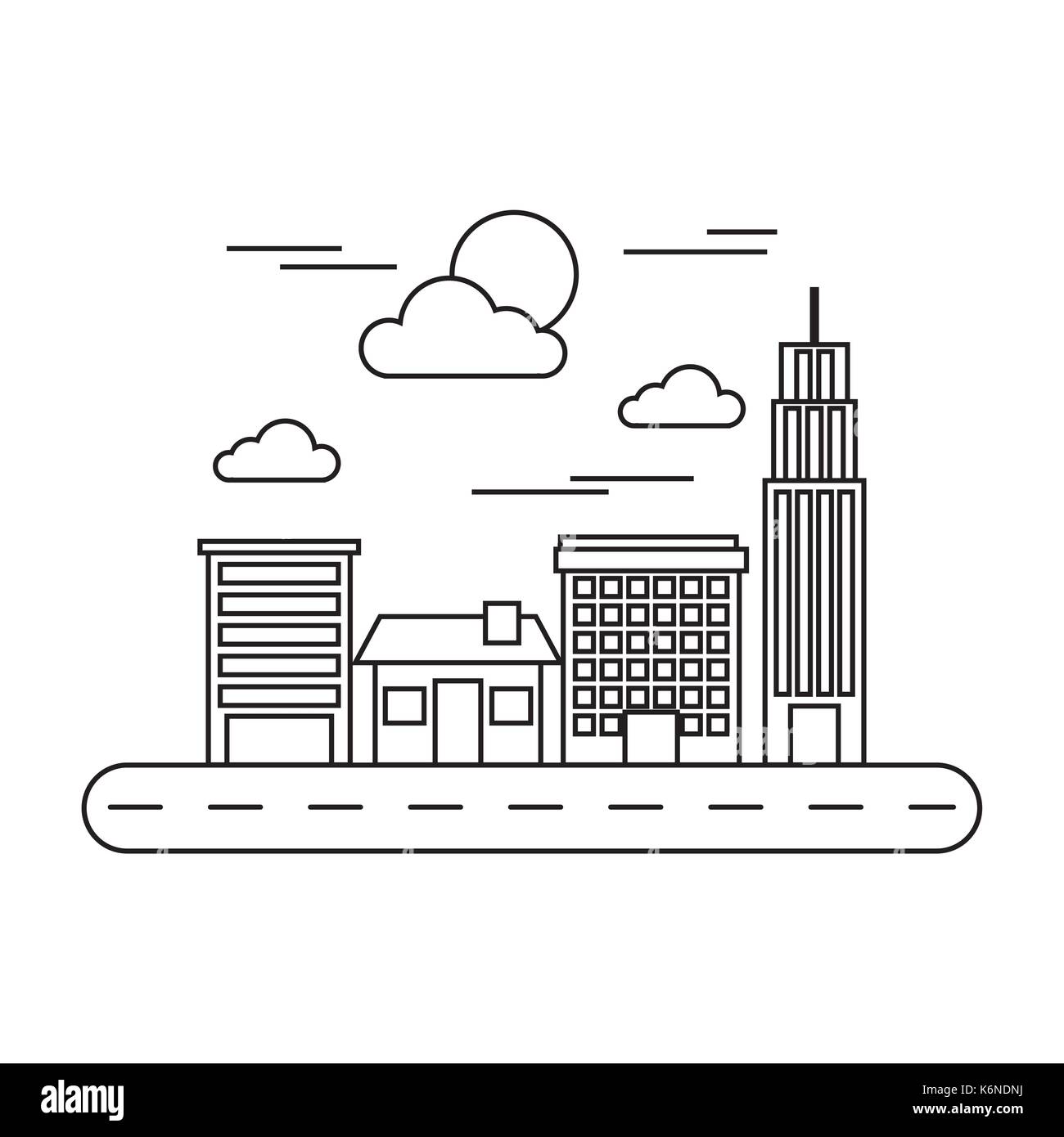city buildings road urban street landscape Stock Vector Image & Art - Alamy
