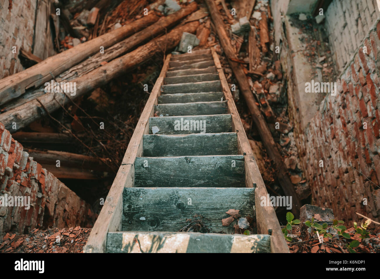 Red wooden staircase stair hi-res stock photography and images - Alamy