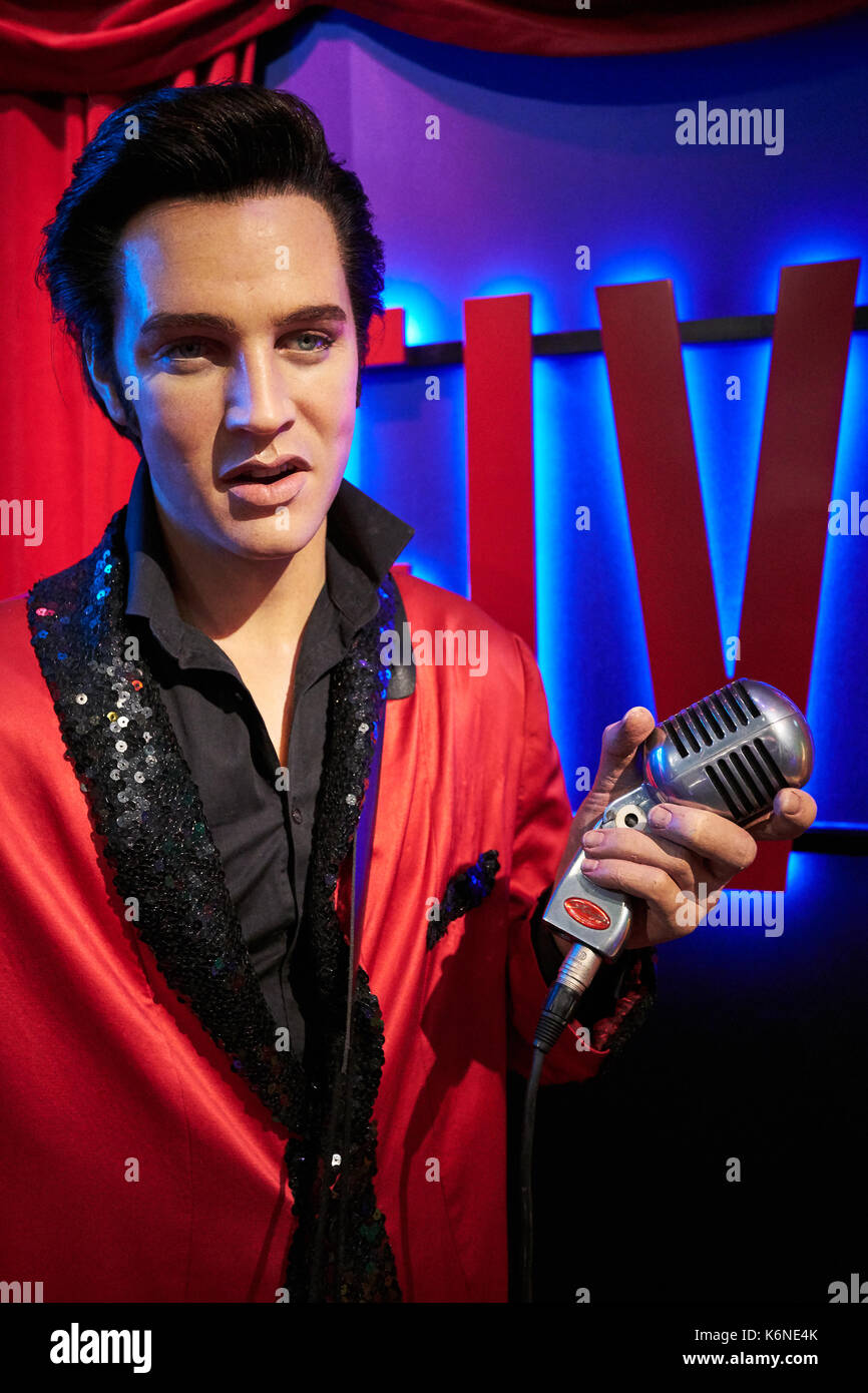 Amsterdam, Netherlands - September 05, 2017:Wax figure of Elvis Presley ...
