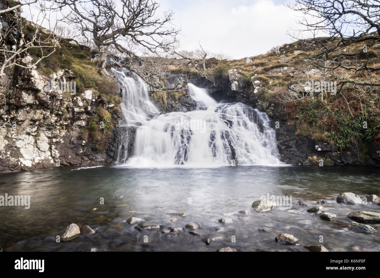 The middle section of waterfalls on Allt an Eas Fors on the Isle of ...