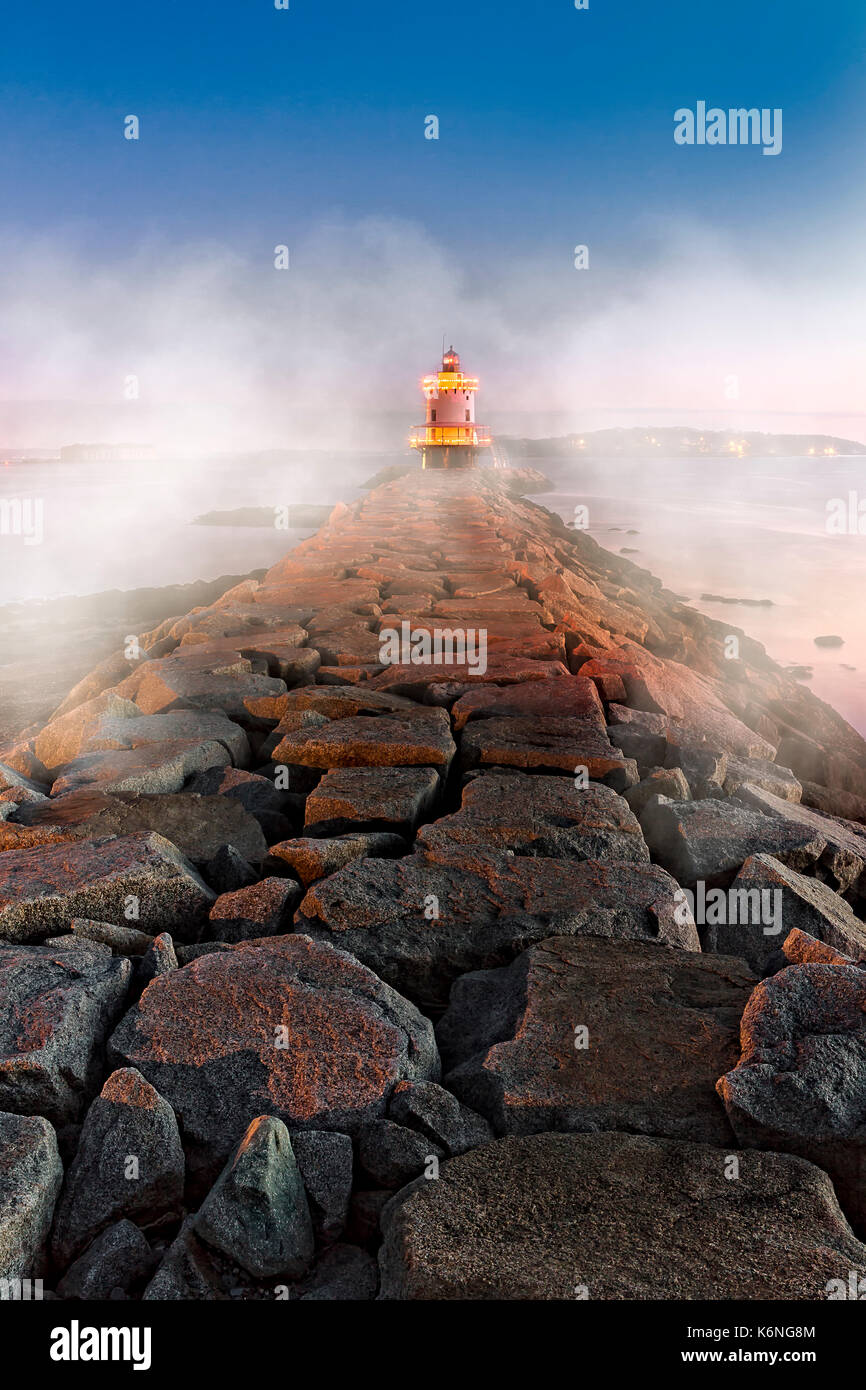 Spring Point Ledge Light Artic Sea Smoke - First light during an ...