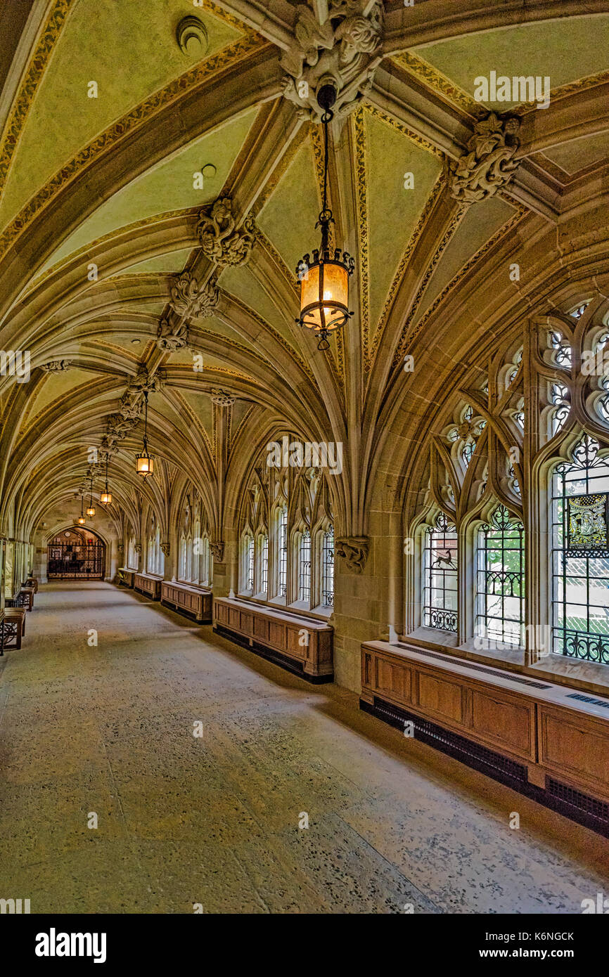 Yale University Cloister Hallway - Interior view of the Collegiate ...