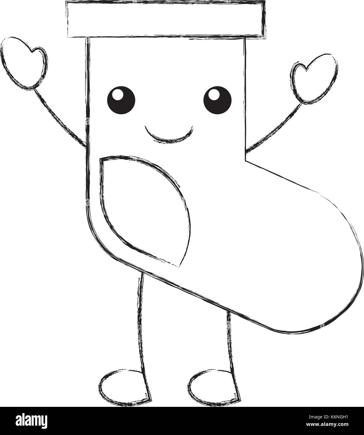 Kawaii christmas stocking icon Black and White Stock Photos & Images ...