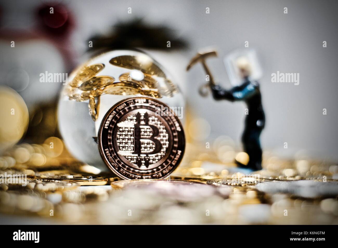 Digital currency physical metal bitcoin coin. Business mining concept ...