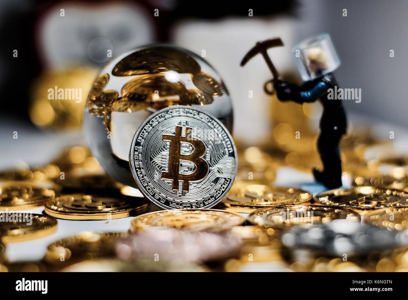 Digital currency physical metal bitcoin coin. Business mining concept ...