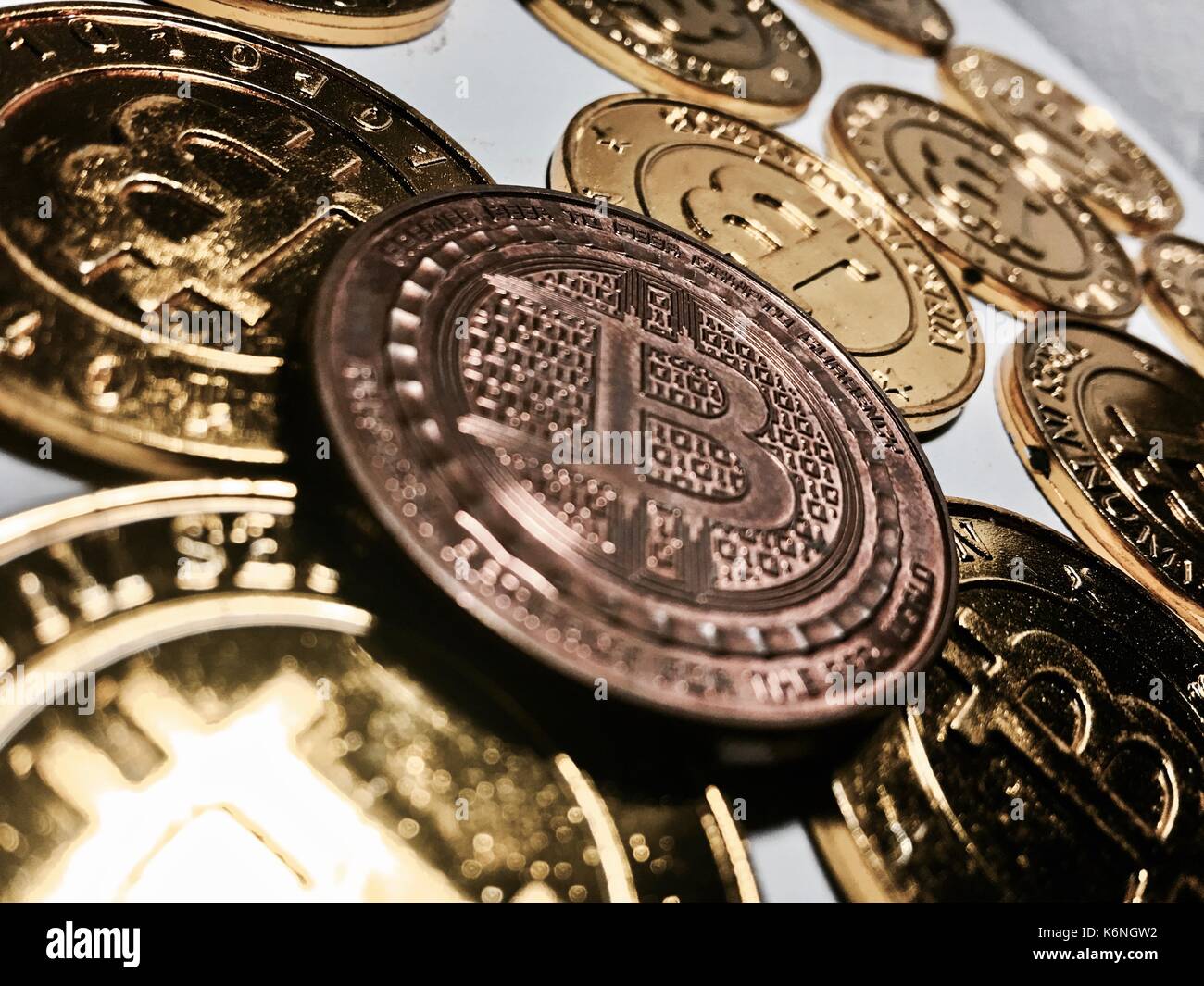 Digital currency physical metal bitcoin coin on the gold bitcoins ...