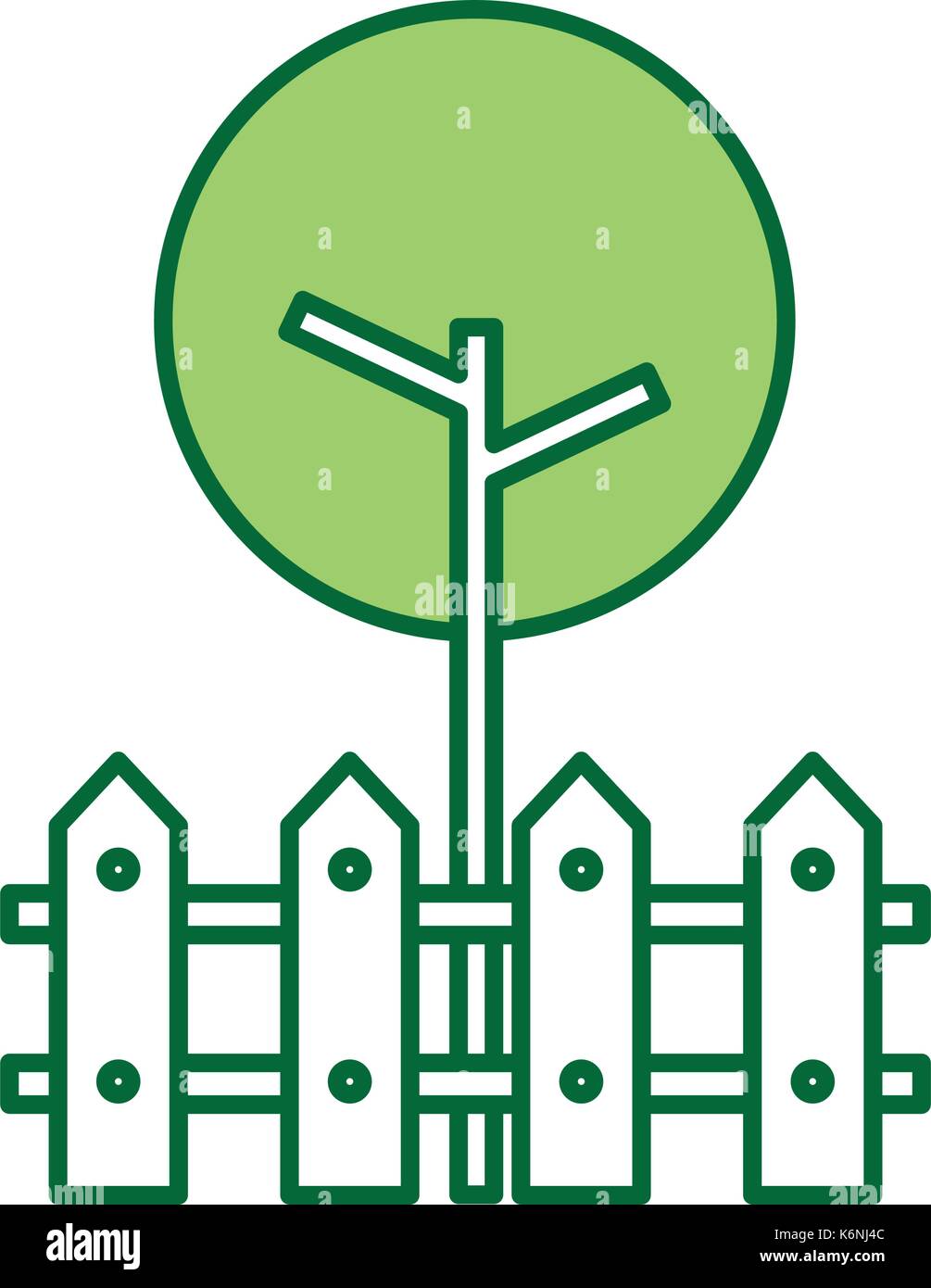 tree fence wooden natural foliage park plant Stock Vector Image & Art ...